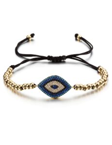 ciunofor 14k gold filled evil eye chain bracelet, adjustable white bracelet for women