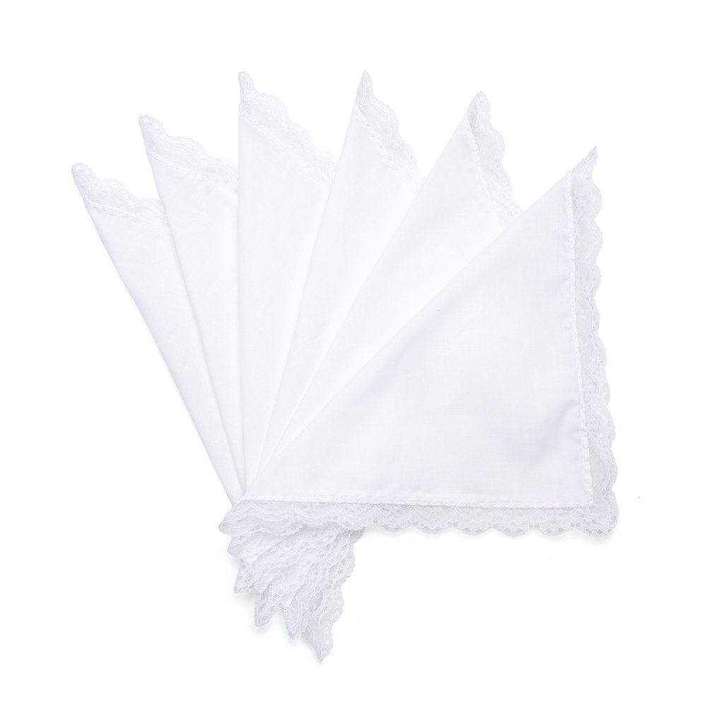 Selected Hanky Women's Wedding Handkerchief with Lace, Ladies Hankies for Embroidery and Wedding