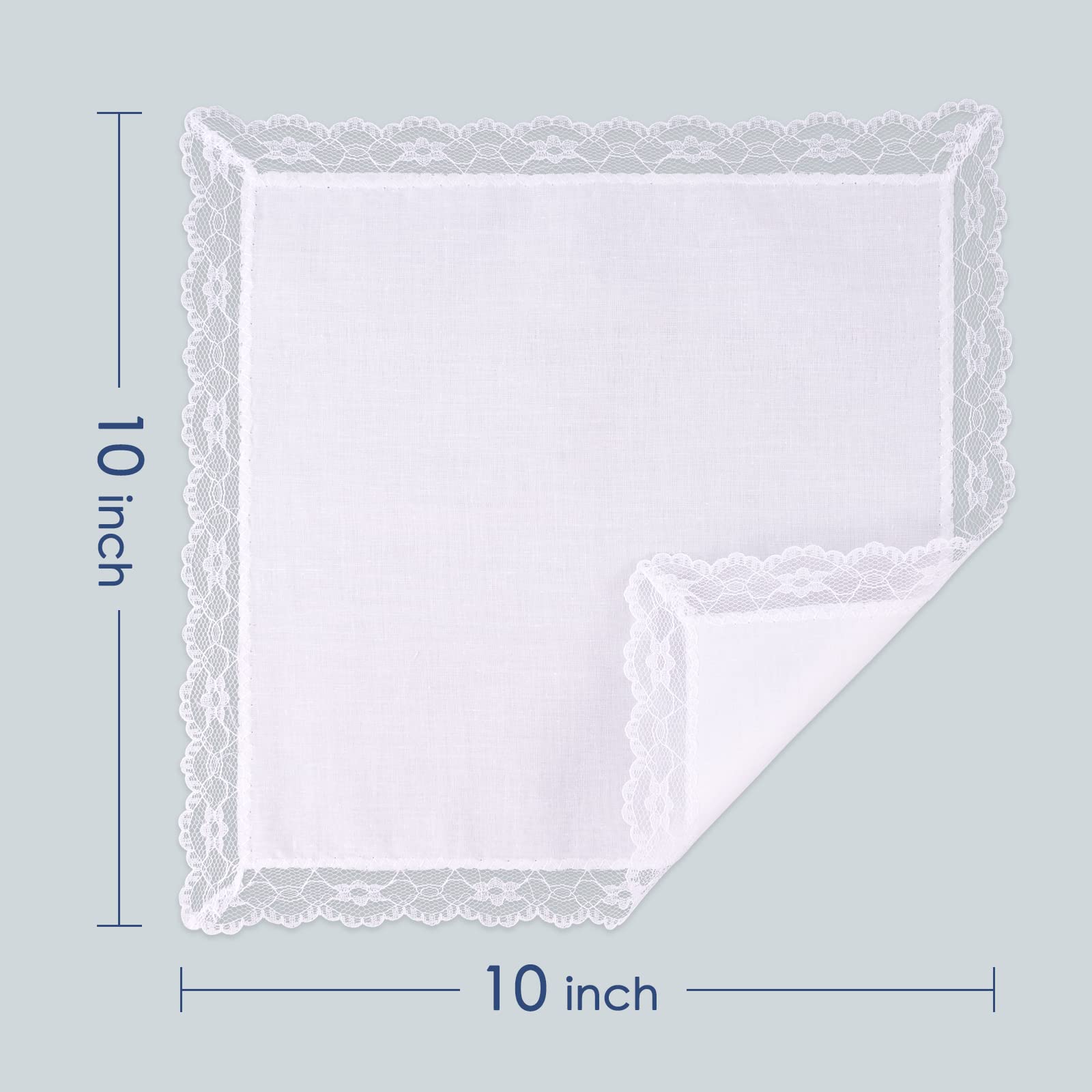 Selected Hanky Women's Wedding Handkerchief with Lace, Ladies Hankies for Embroidery and Wedding