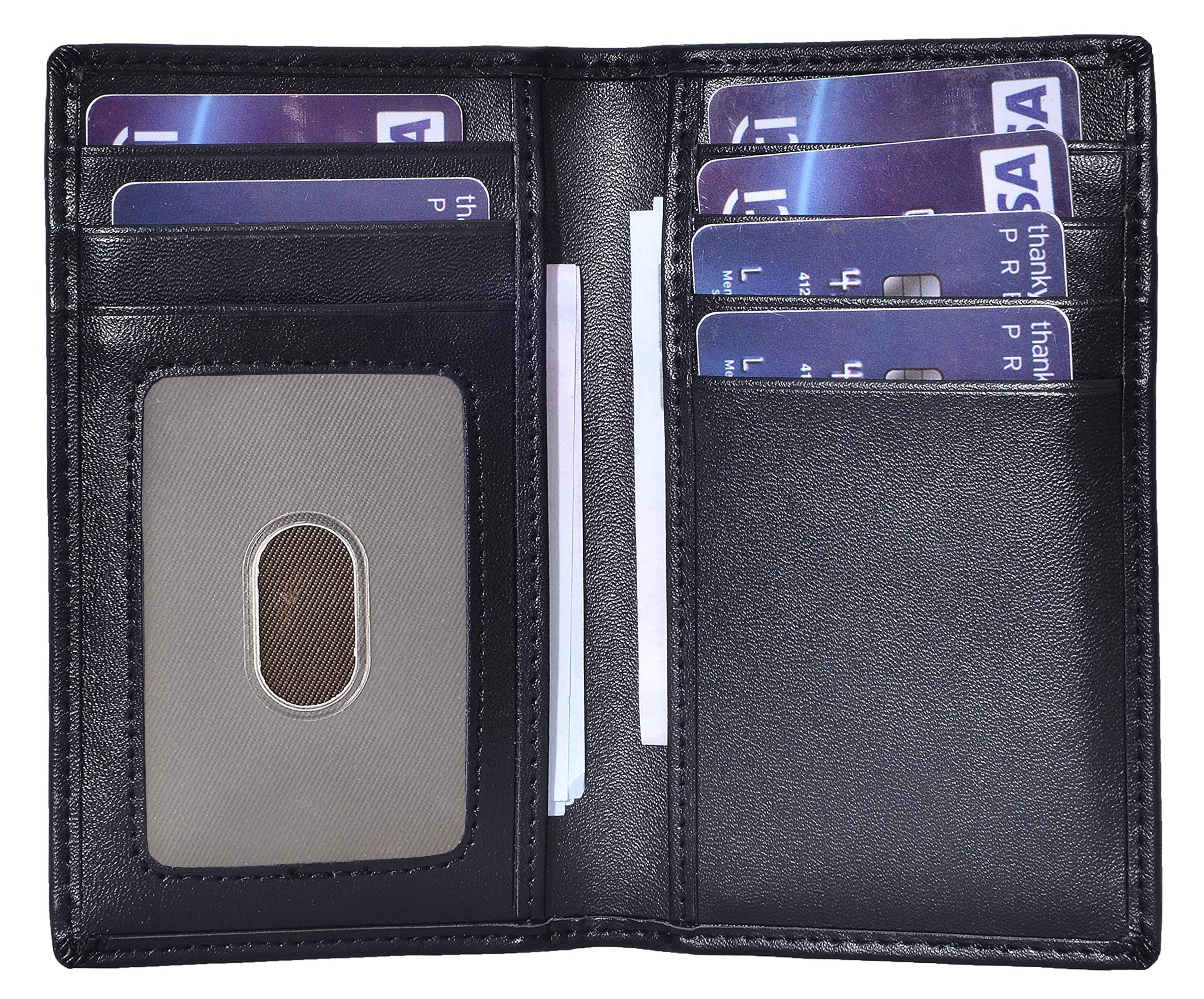 YUHAN PRETTY Slim Thin ID/Credit Card Holder Leather Bifold Front Pocket Wallet RFID Blocking (Black)