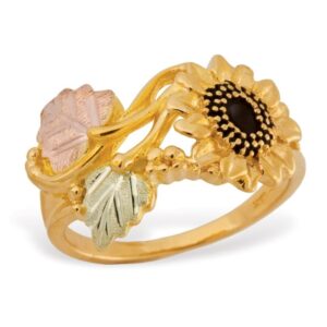 10k Yellow Gold Sunflower Ring, 12k Green and Rose Black Hills Gold Size 6