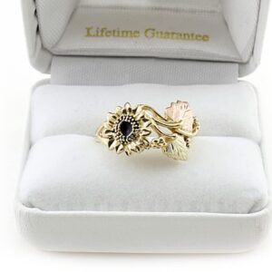 10k Yellow Gold Sunflower Ring, 12k Green and Rose Black Hills Gold Size 6