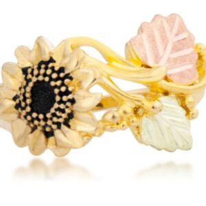 10k Yellow Gold Sunflower Ring, 12k Green and Rose Black Hills Gold Size 6