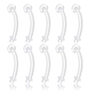 vcmart 10pcs bioplast retainer belly rings 14g flexible clear uv, 0.5"