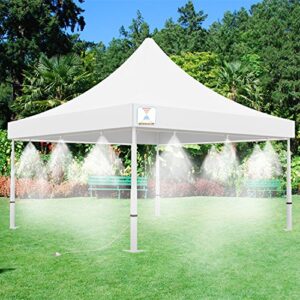 tent misting system - mistcooling misting tent- tent with mister - for sports events, company outdoor events, for backyard parties, for all outdoor events (white - 10' x 10' tent)