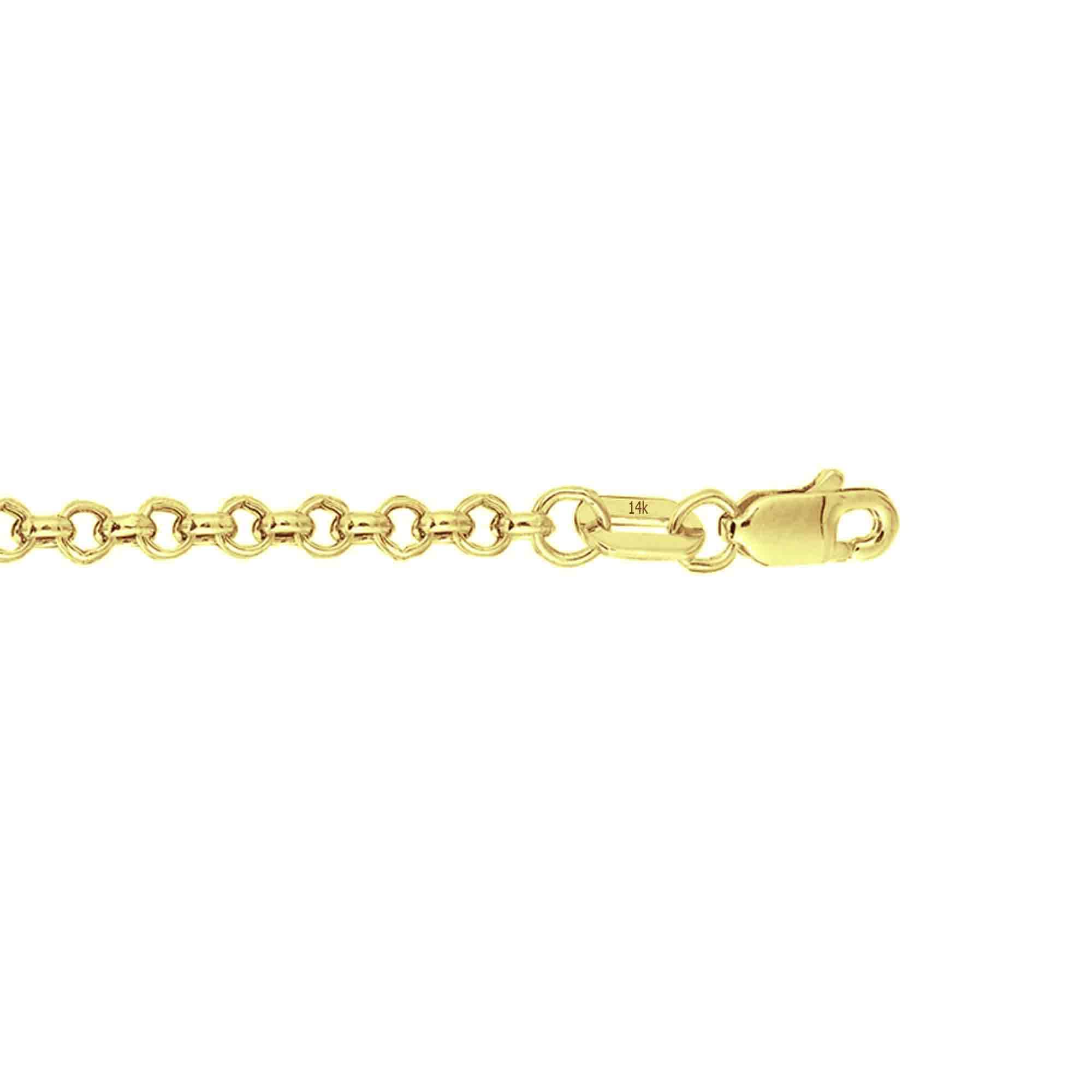 Ritastephens 14K Solid Yellow Gold Rolo Link Chain Bracelet 7 Inches 2.3 Mm