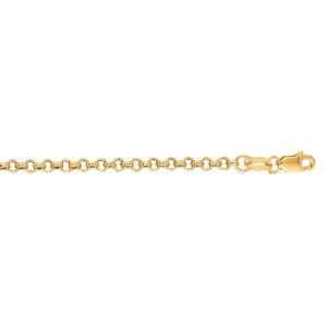 Ritastephens 14K Solid Yellow Gold Rolo Link Chain Bracelet 7 Inches 2.3 Mm