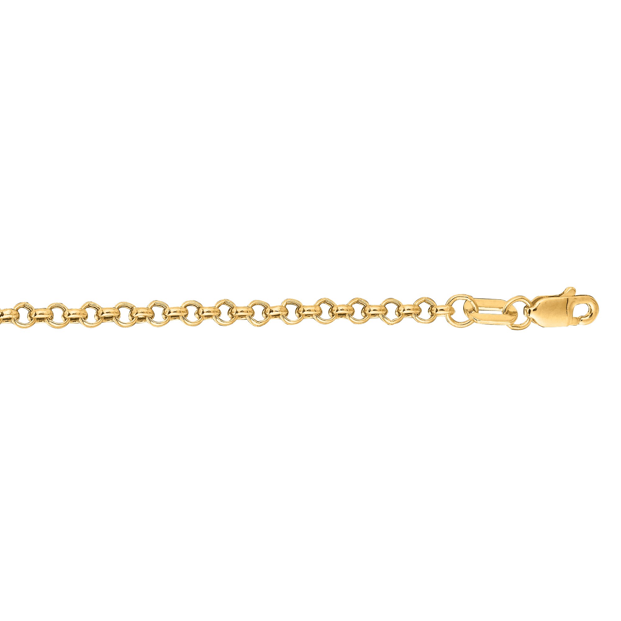 Ritastephens 14K Solid Yellow Gold Rolo Link Chain Bracelet 7 Inches 2.3 Mm