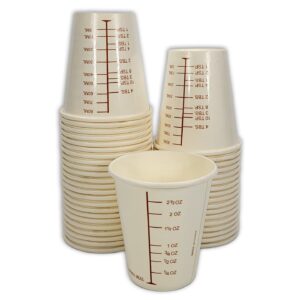 50 3oz coated paper graduated cups for mixing paint, stain, epoxy, resin by netsellsit; disposable, recyleable, from renewable resource bamboo, wax coated