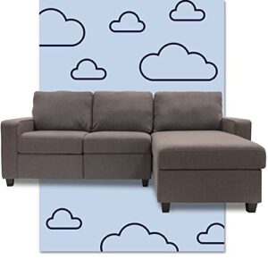 serta palisades reclining sectional sofa with right storage chaise, small couch with built-in storage, low-maintenance & family-friendly fabric, gray