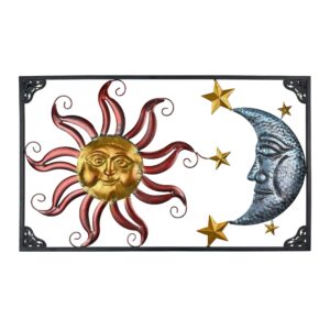 zeckos 30-inch long gold, copper, and silver finish sun, moon, and stars metal wall hanging - versatile indoor/outdoor masterpiece infusing harmony and beauty into your space