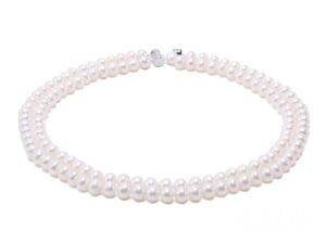 jyx double-row 8mm flatly-round freshwater cultured pearl necklace 22"