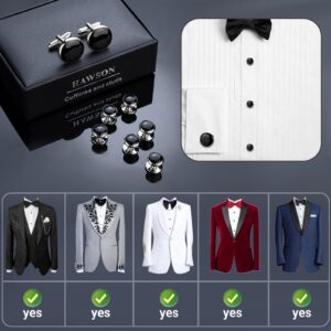 Men’s Cufflinks and Tuxedo Studs Set with Gift Box; Men’s Jewelry or Accessories Suitable for Black Suit White shirts vest and Red Bow tie on Wedding or Anniversary and Birthday