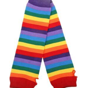 Chalier Womens Rainbow Striped Knee Thigh High Socks Arm Warmer Fingerless Gloves 2 Pairs(rainbow Set) One Size