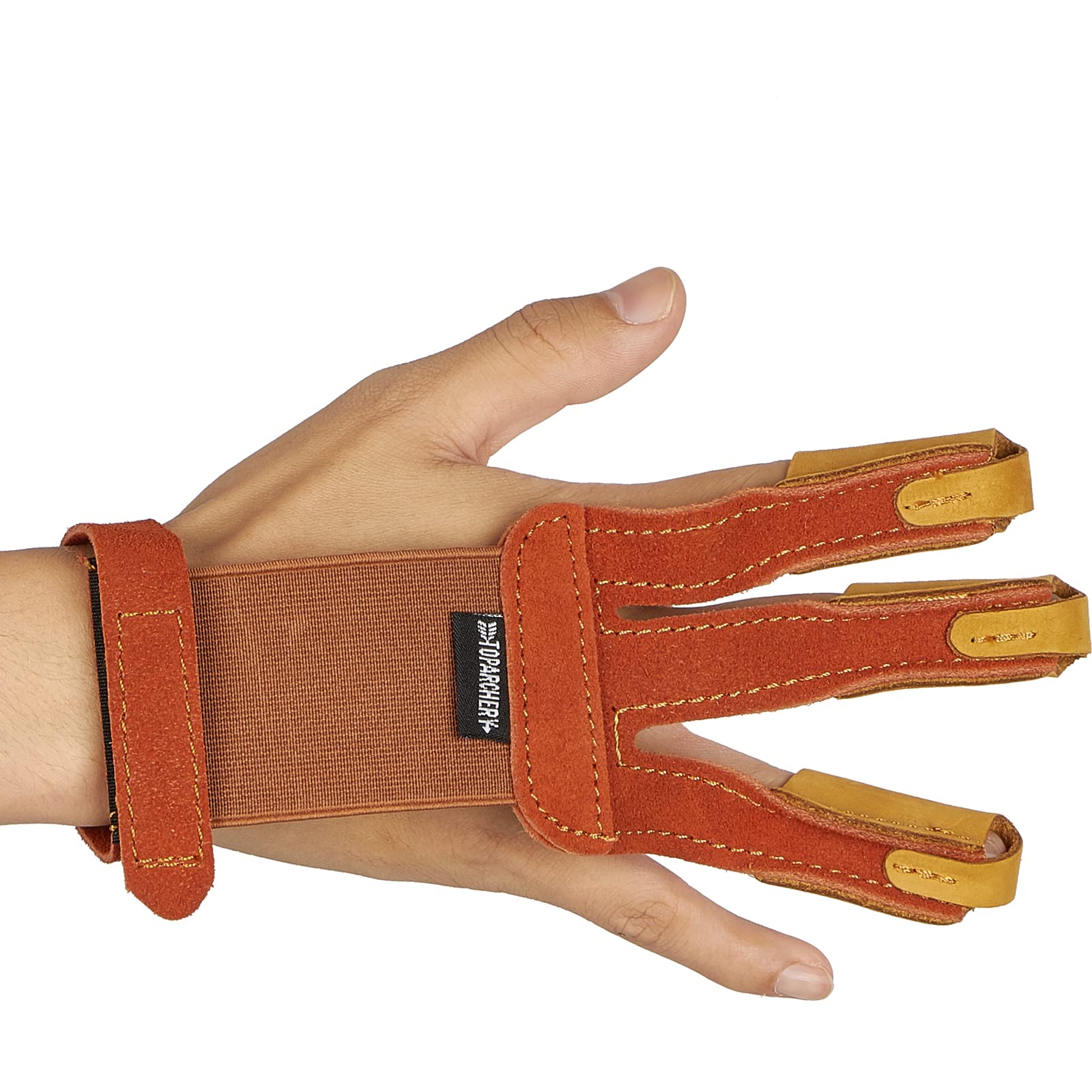 TOPARCHERY Finger Hand Protective Gloves Leather Target Arm Guard 3 Finger Tab for Hunting Compound Recurve Bow