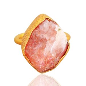 bhagat jewels hammered design rough sunstone bezel set stacking women ring with made in 18k gold plated