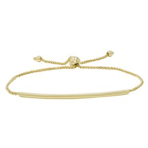 Amanda Rose Collection Bar Bolo Friendship Bracelet for Women in 14k Yellow Gold (Adjustable)