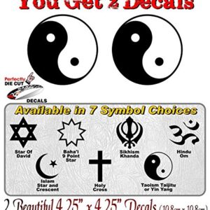 2 BLACK YIN YANG Religious Symbol Decal Sticker Tibetan Yin Yoga Feng Shui Zen Vinyl Vehicle Religion Decals Stickers (Yin Yang - Black)