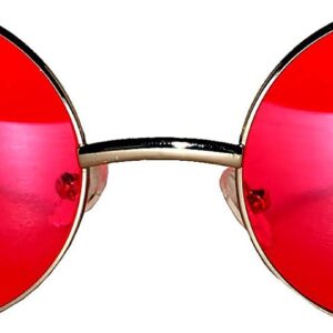 Round Retro Vintage Circle Style Sunglasses Red Lens Metal Frame