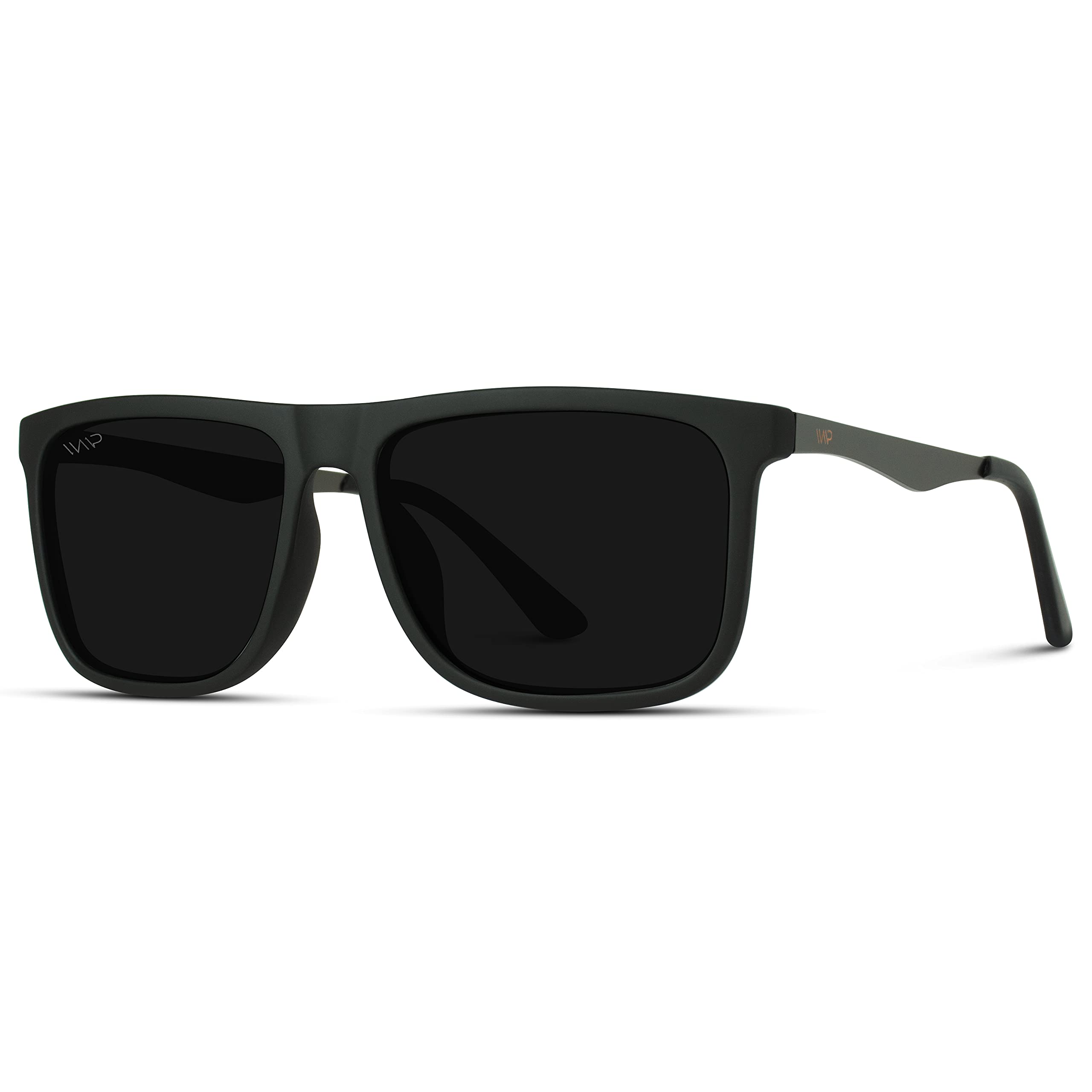 WearMe Pro Polarized Flat Top Narrow Square Mens Sunglasses (Matte Black/Black Lens)