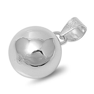 sphere high polish ball pendant .925 sterling silver round plain shiny orb charm