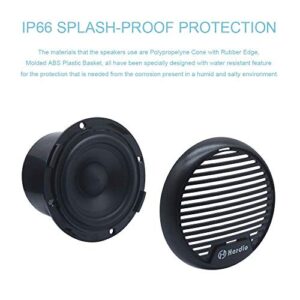 Herdio 3 Inch Waterproof Marine Speakers 2 Way Full Range Audio Stereo System Motorcycle Speaker with MAX Power 140 W (pair) for Motorcycle,Boat,UTV,ATV,Golf Carts,Powersports,CAR,SPA,Hottub(Black)