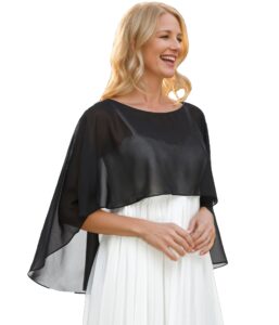 pukguro sheer shawls and wraps for evening chiffon capes for women wedding cover up black