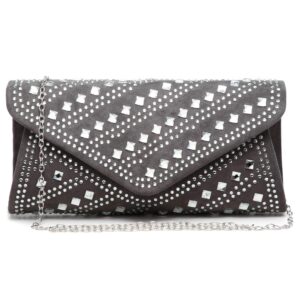 dasein rhinestone evening bags glitter clutch handbags studded envelope purses for prom party wedding grey