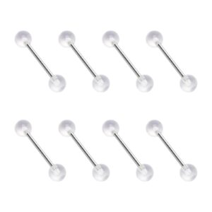 crazypiercing transparent acrylic ball and stainless steel bar tongue ring 14g or nipple ring