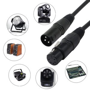 (0.5M) DMX Stage Light Cable,DJ XLR Cable,SinLoon 3-Pin Male XLR to 5-Pin Female XLR DMX Turnaround Connection for,Moving Head Light Par Light Spotlight with XLR Input & Output (3Male)