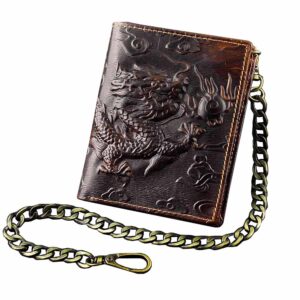 punkman2000 vintage dragon mens wallet slim card money purse wi/safe chain