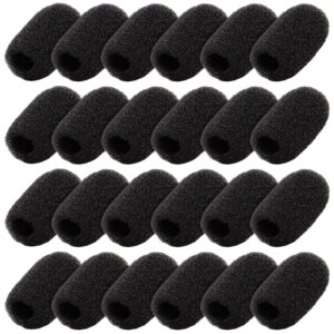 juvale 24 pack microphone headset windscreen covers - mini foam wind guard screens for lavalier and lapel mic, noise reduction muff (black, 0.8 inch)