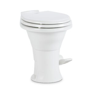 dometic 310 standard toilet | oblong shape| lightweight and efficient with pressure-enhanced flush | white | perfect for modern rvs