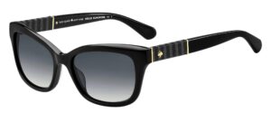 kate spade new york women's johanna 2 rectangular sunglasses, black, 53 mm