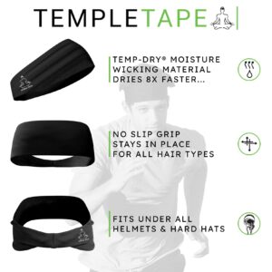 Temple Tape, Headbands for Men and Women - Mens Sweatband & Sports Headband Moisture Wicking Workout Sweatbands for Running, Cross Training, Yoga and Bike Helmet Friendly - OD Green