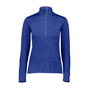 russell athletic women's standard lightweight performance 1/4 zip, royal, large