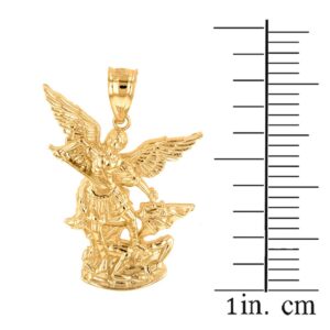 10k Yellow Gold Saint Michael The Archangel Charm Pendant Necklace, 16"