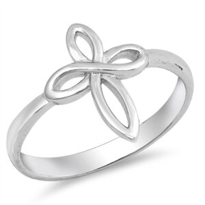 infinity love knot cross christian ring new .925 sterling silver band size 8