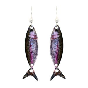 rainbow trout earrings by d'ears non-tarnish sterling silver french hook ear wire