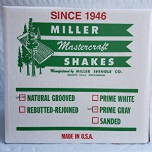 Miller Shingle 18 Inch Rebutted and Rejointed (R&R) Natural Groove Cedar Sidewall Shingles Primed 1/2 Square Carton