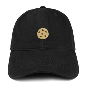 trendy apparel shop chocolate chip cookie emoticon embroidered low profile cotton dad hat cap - black