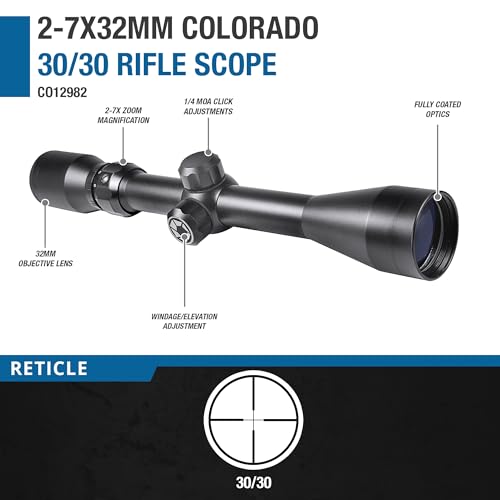 BARSKA CO12982 Colorado 2-7x32 Rifle Scope 30/30 Reticle, Black