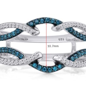 AFFY Blue & White Cubic Zirconia Guard Wrap Enhancer Ring in 14K White Gold Over Sterling Silver (0.5 Ct)