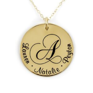 Sterling Silver Script Initial and Name Pendant Necklace. Customize the Monogram in the Center and Names surrounding it. Choice of Chains. Trendy and Unique Gifts for Her, Mom, Wife, Girlfriend