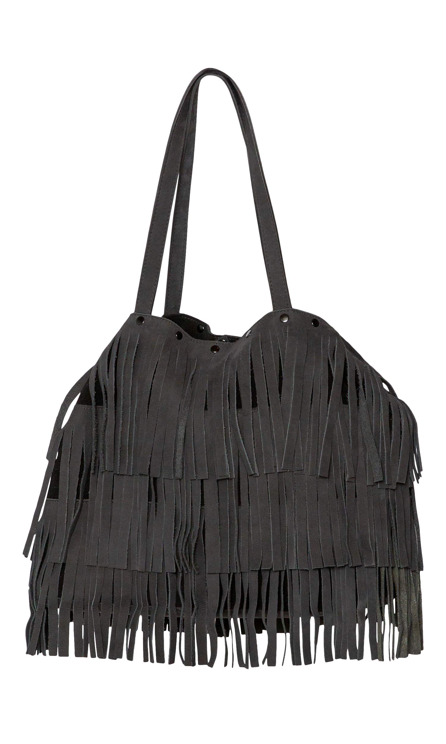 LAGGO Remy Fringe Bag (Black Nubuck)