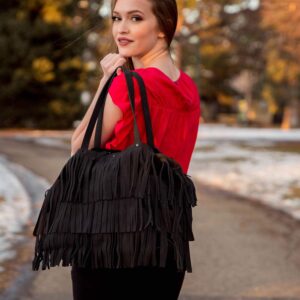 LAGGO Remy Fringe Bag (Black Nubuck)