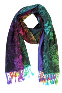 paskmlna pashmina silky tropical exotic pashmina wrap shawl scarf (051-navy)