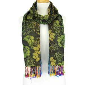 PASKMLNA Pashmina Silky Tropical Exotic Pashmina Wrap Shawl Scarf (051-navy)