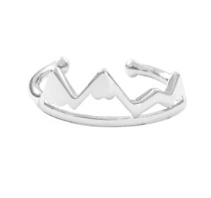 altitude boutique mountain ring, snowy mountain jewelry for women, outdoor enthusiast gifts, adjustable size (silver)