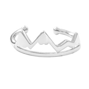 Altitude Boutique Mountain Ring, Snowy Mountain Jewelry for Women, Outdoor Enthusiast Gifts, Adjustable Size (Silver)